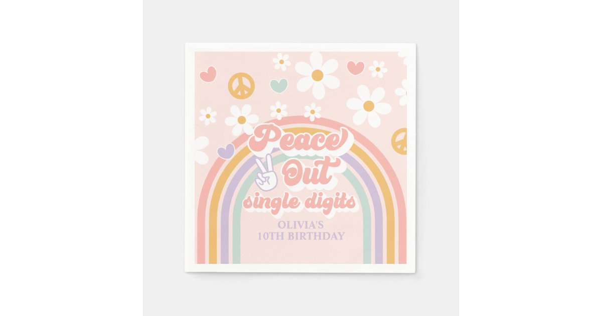 Peace Out Single Digits 10th Birthday Napkins | Zazzle