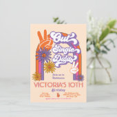 Peace Out Single Digits Rainbow Birthday Party Invitation | Zazzle