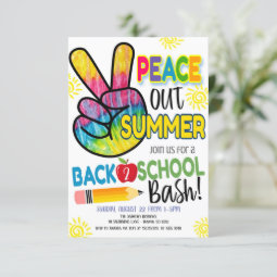 Peace Out Summer Back to School Party Invitation | Zazzle