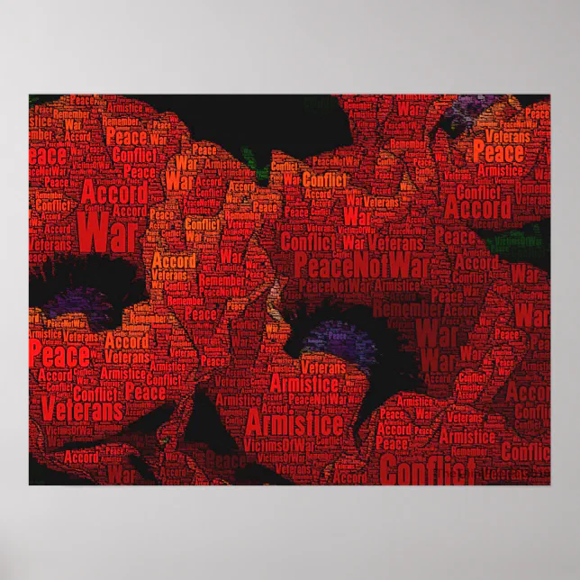 Peace Poppies word art design Poster | Zazzle