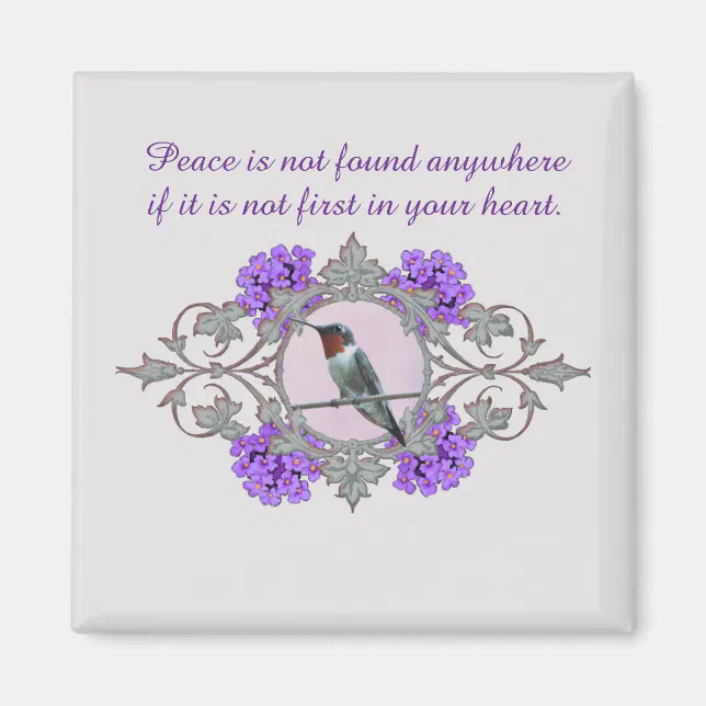 Peace Quote with Hummingbird Magnet | Zazzle
