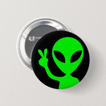 Peace Sign Alien Button | Zazzle