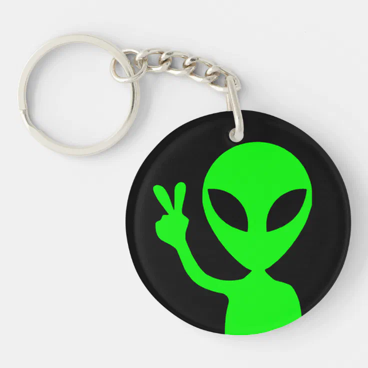 Peace Sign Alien Key Chain | Zazzle