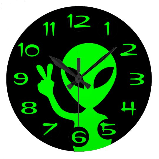 Peace Sign Alien Wall Clock | Zazzle.com