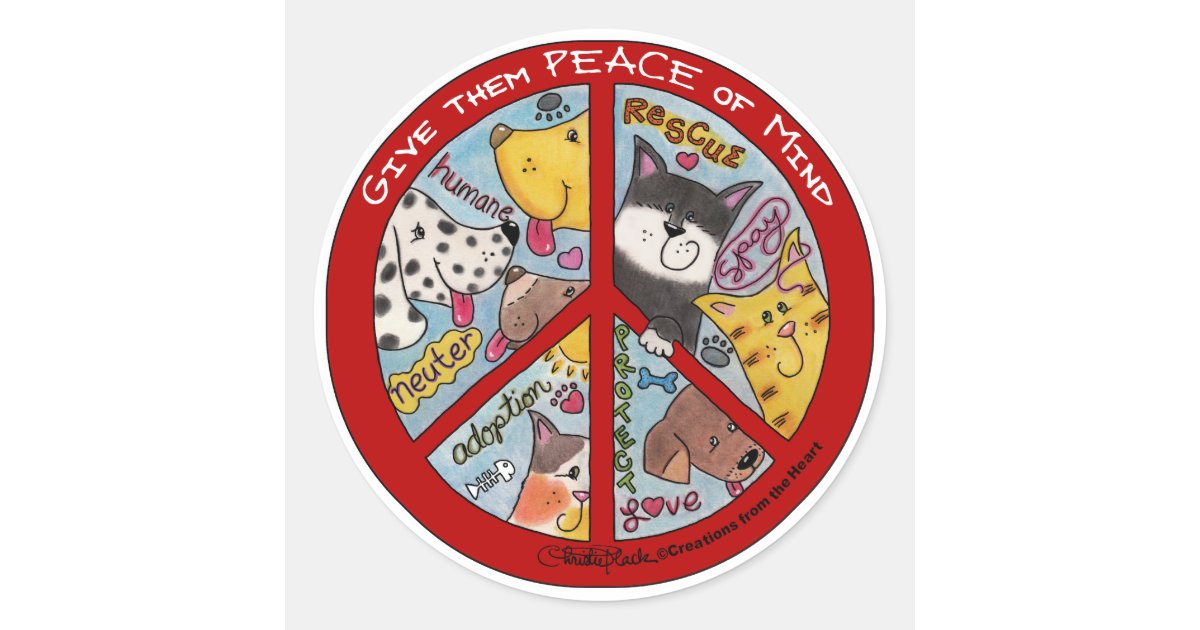 Peace Sign-Animal Protection Classic Round Sticker | Zazzle