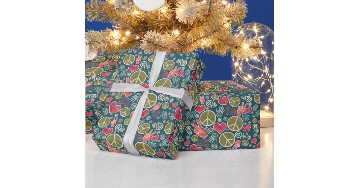 Peace Sign Christmas Wrapping Paper | Zazzle