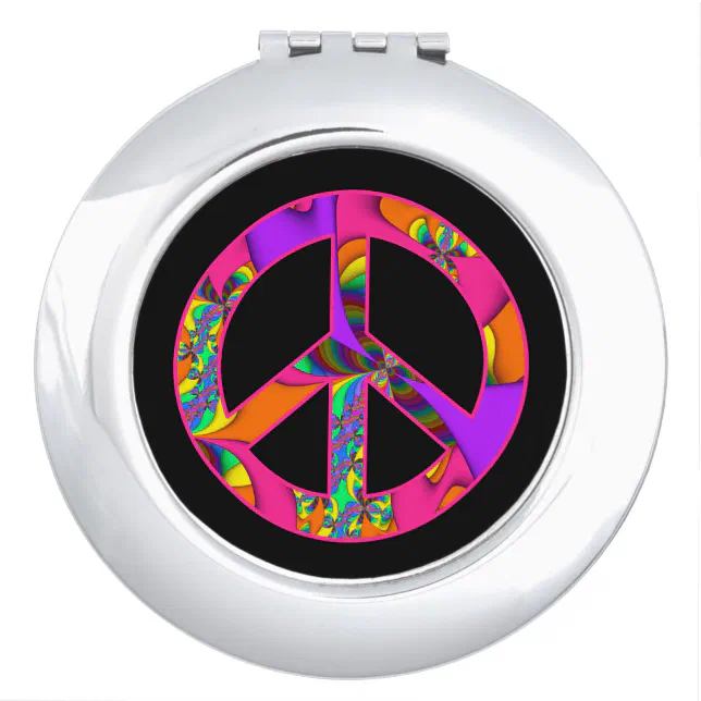 Peace Sign Color Me Bright Compact Mirror | Zazzle
