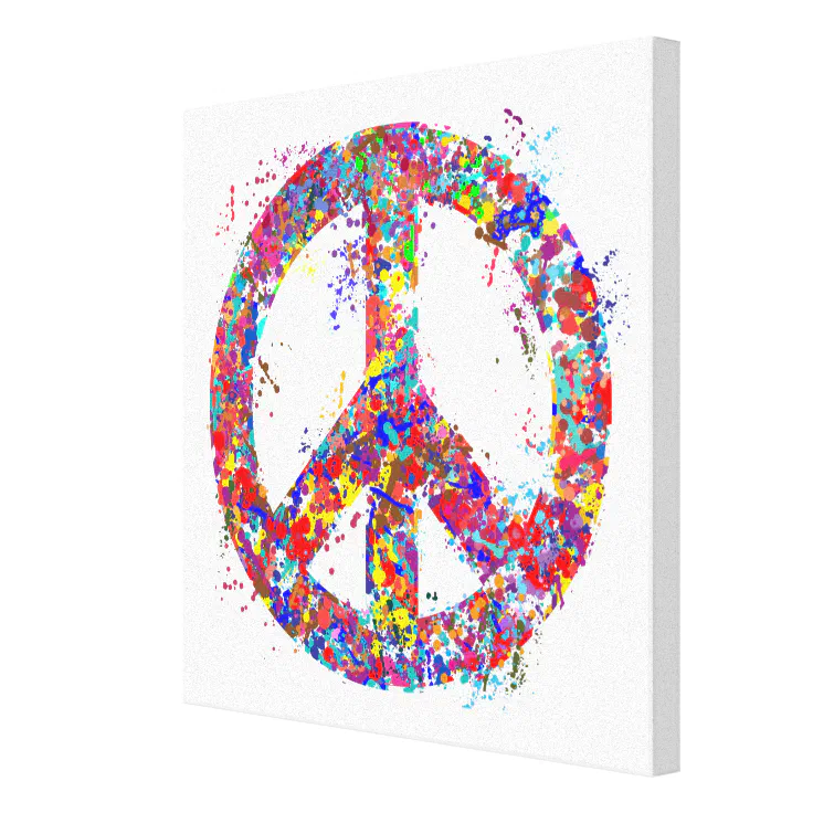 Peace Sign, Drip Art Canvas Print | Zazzle