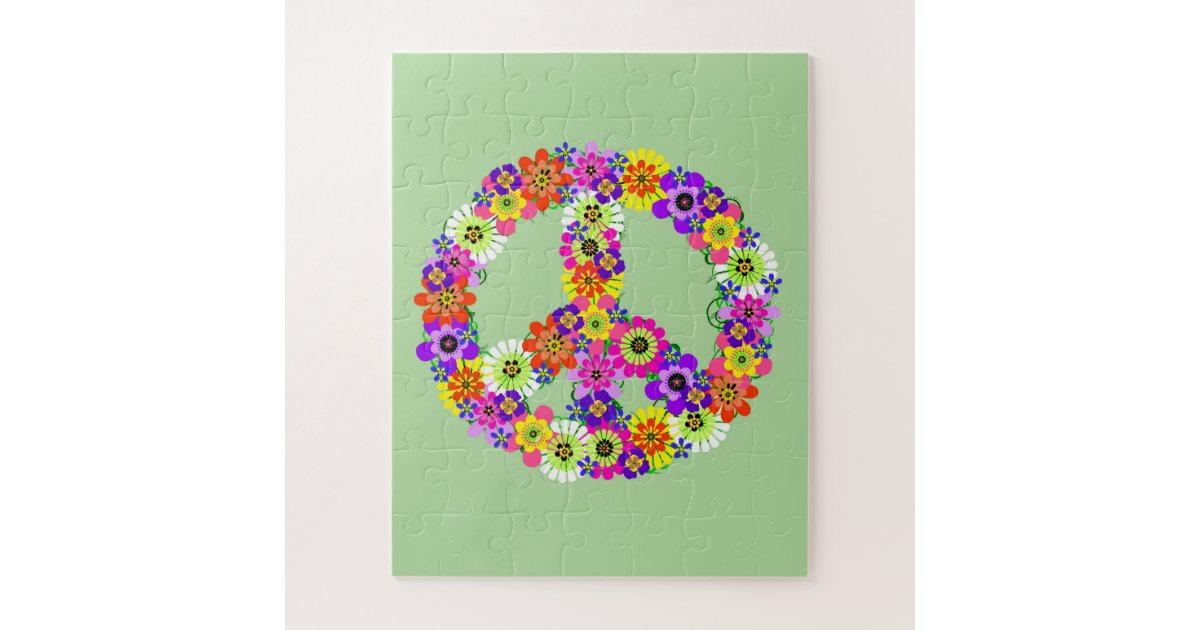 Peace Sign Floral Jigsaw Puzzle | Zazzle