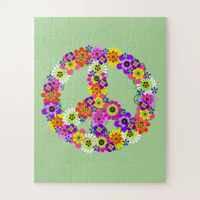 Peace Sign Floral Jigsaw Puzzle | Zazzle