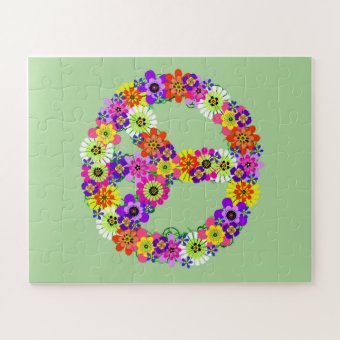 Peace Sign Floral Jigsaw Puzzle | Zazzle