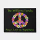 Peace Sign Floral on Black Customized Doormat | Zazzle