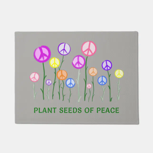 Peace Sign Flowers Doormat | Zazzle