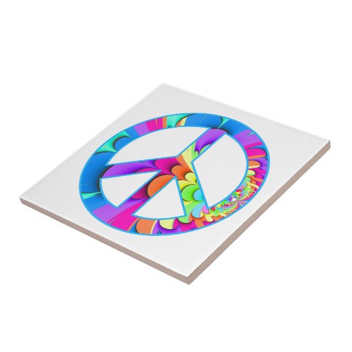 Peace Sign Fractal Summer Palette Ceramic Tile | Zazzle