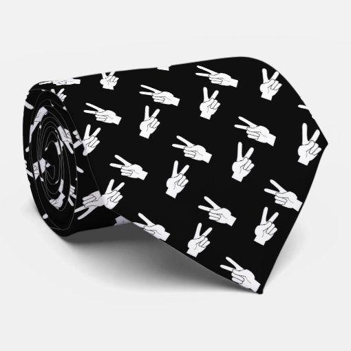 Peace Sign Hand Gesture Pattern Neck Tie | Zazzle