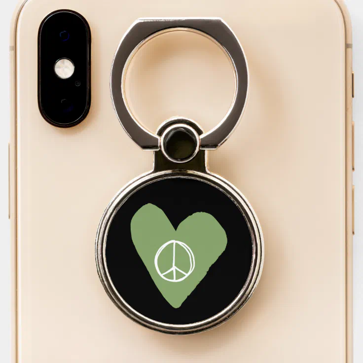 Peace Sign Heart Phone Ring Stand | Zazzle