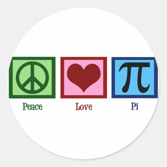 Peace Sign Heart Pi Symbol Classic Round Sticker | Zazzle