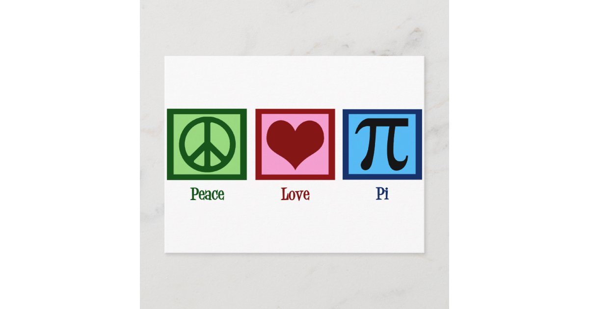 Peace Sign Heart Pi Symbol Postcard | Zazzle