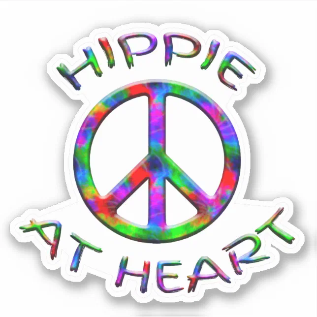 Peace Sign Hippie At Heart Colorful Contour Sticke Sticker | Zazzle