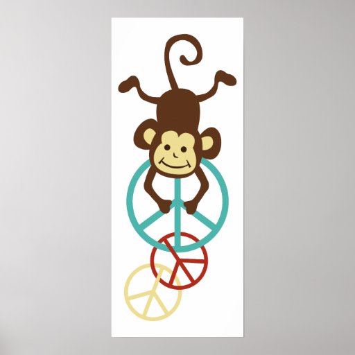 Peace Sign Monkeys Poster | Zazzle