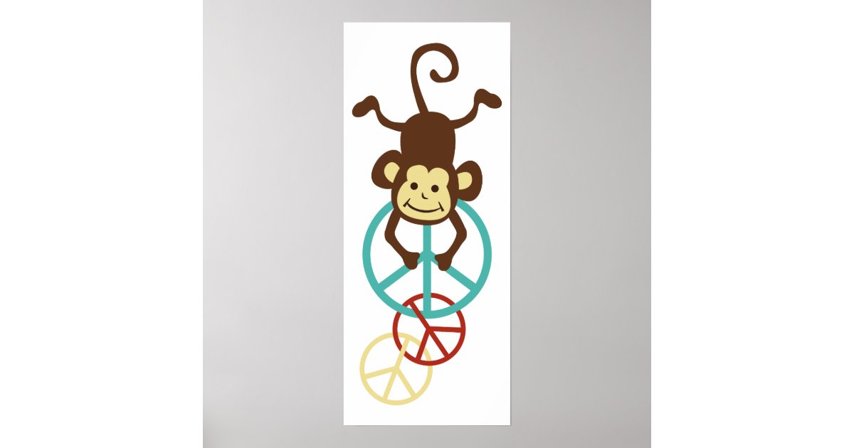 Peace Sign Monkeys Poster | Zazzle