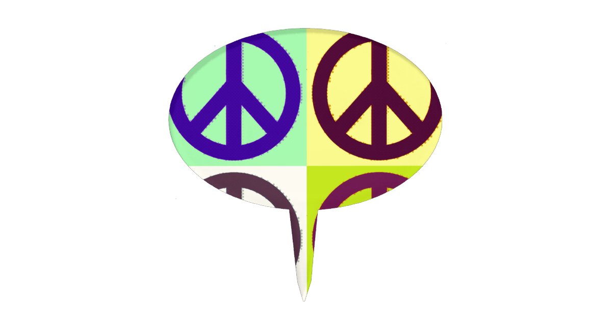 Peace Sign Pop Art Cake Topper | Zazzle