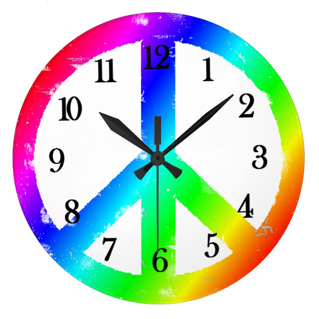 Peace Sign Rainbow Peace Clock | Zazzle
