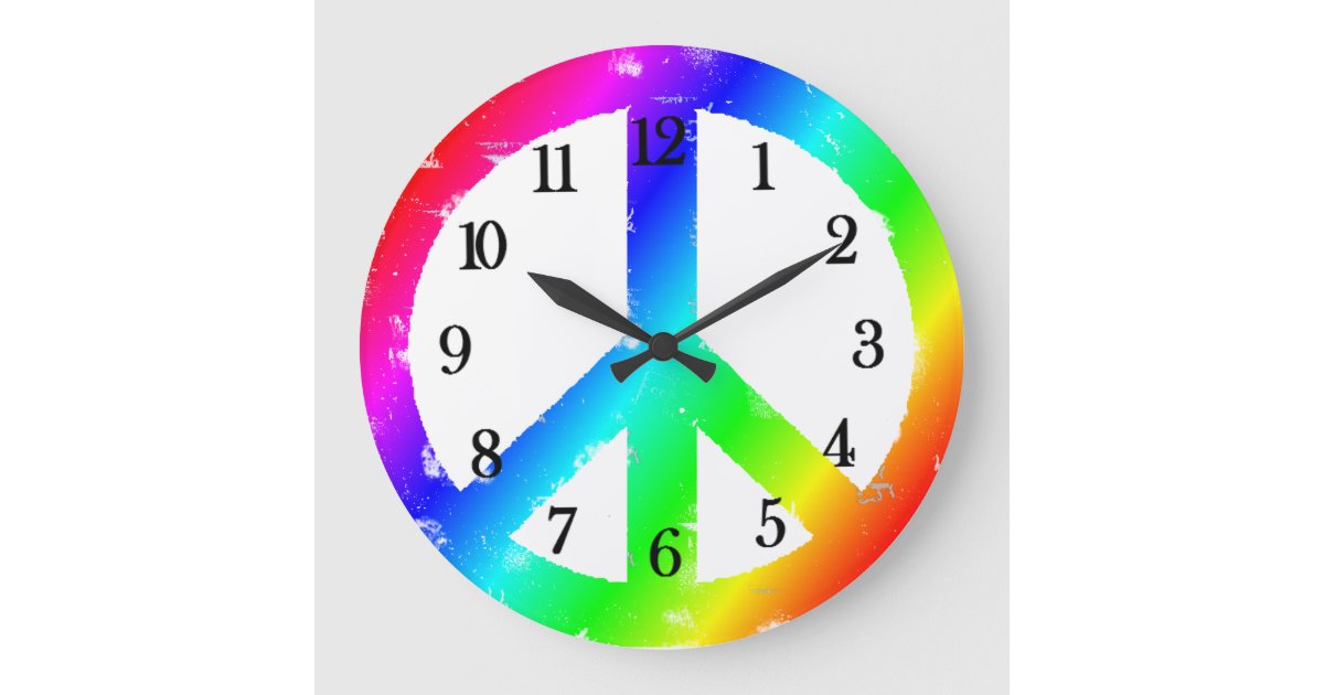 Peace Sign Rainbow Peace Clock | Zazzle