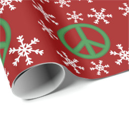 Peace Sign Snowflake Christmas Wrapping Paper | Zazzle