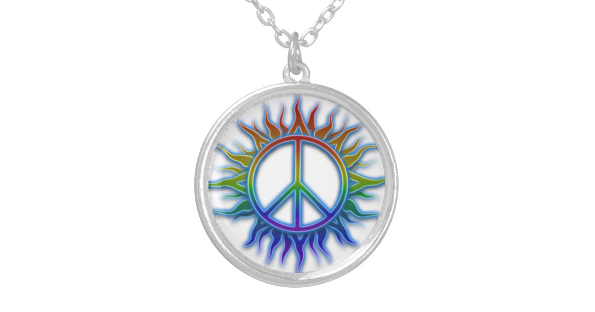 Peace Sign Sun Necklace | Zazzle