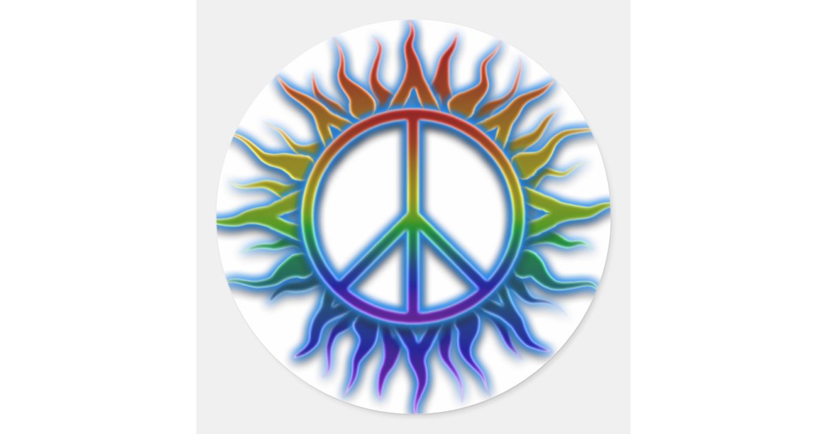 Peace Sign Sun Sticker | Zazzle
