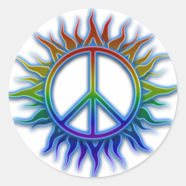 Peace Sign Sun Sticker | Zazzle