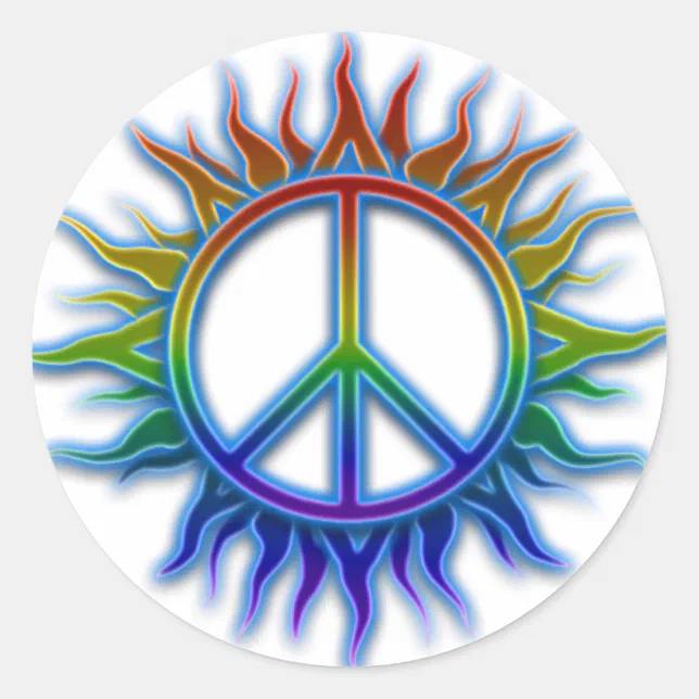 Peace Sign Sun Sticker | Zazzle