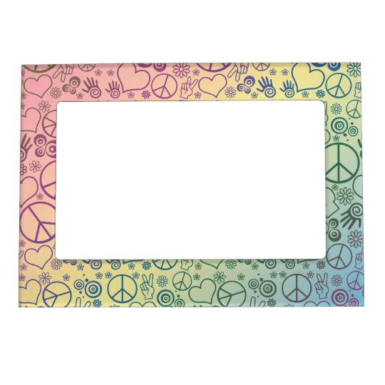 Peace Sign Symbol Rainbow Magnetic Picture Frame | Zazzle.com