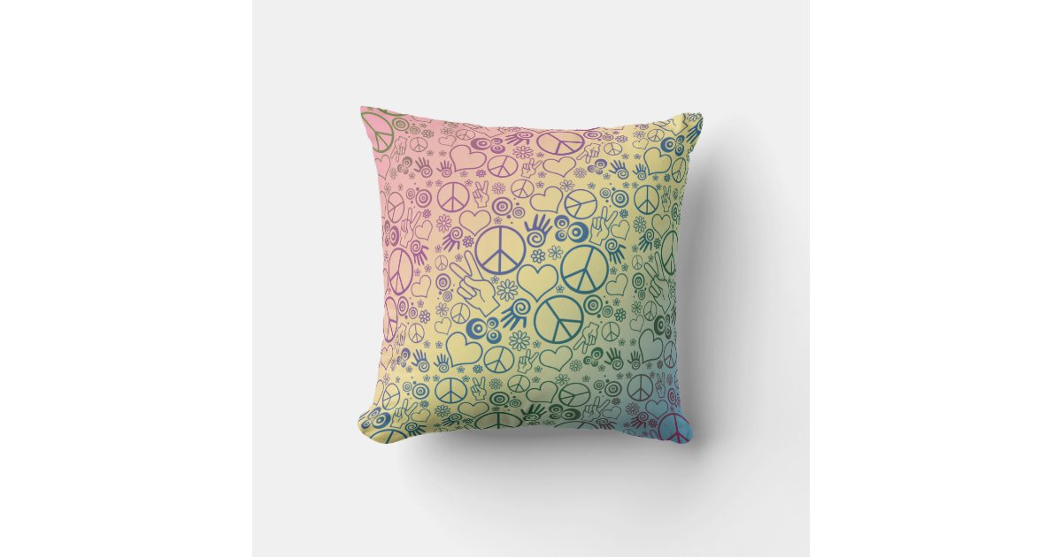 Peace Sign Symbol Rainbow Throw Pillow | Zazzle