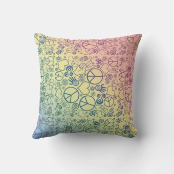 Peace Sign Symbol Rainbow Throw Pillow | Zazzle
