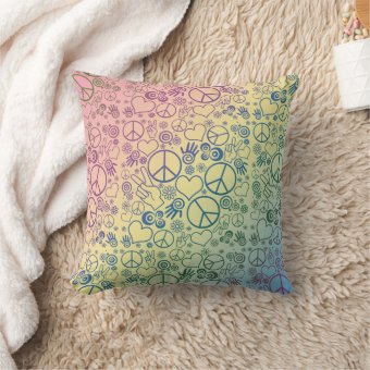 Peace Sign Symbol Rainbow Throw Pillow | Zazzle