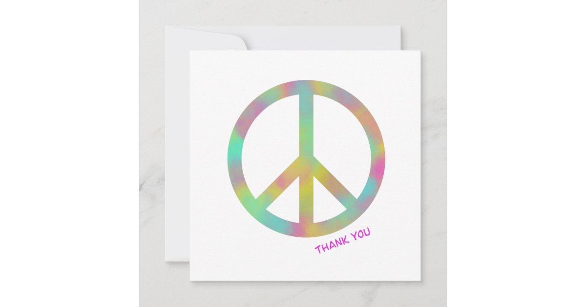 Peace Sign Thank You Card | Zazzle