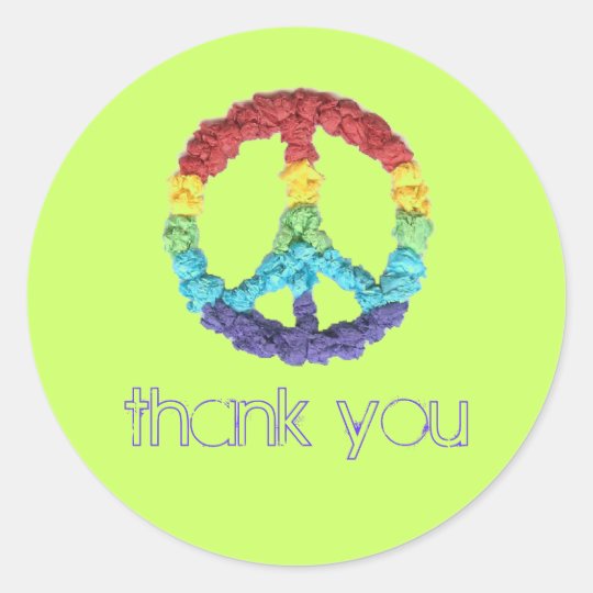 Peace sign thank you sticker | Zazzle.com
