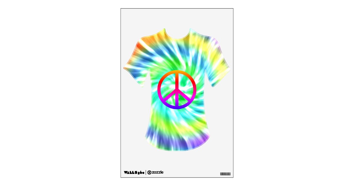 Peace Sign Tie Dye Design Wall Decal T-Shirt | Zazzle