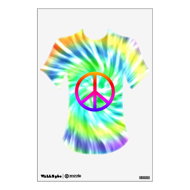 Peace Sign Tie Dye Design Wall Decal T-Shirt | Zazzle