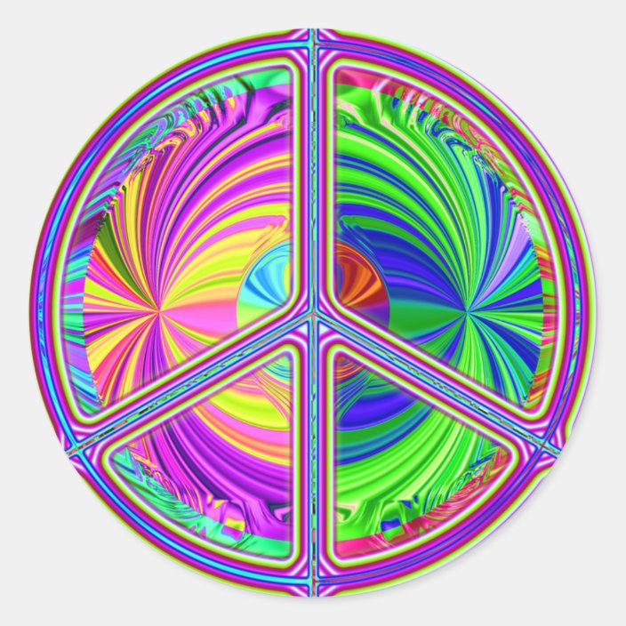 Peace Sign (trippy-hippie) sticker | Zazzle.com