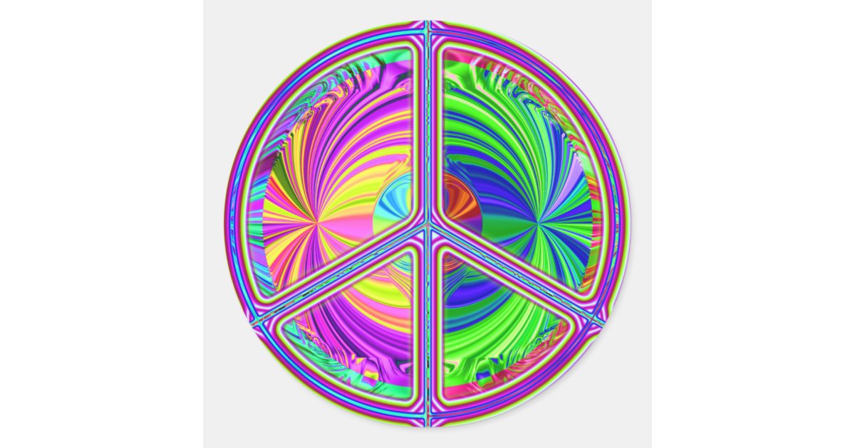 Peace Sign (trippy-hippie) sticker | Zazzle
