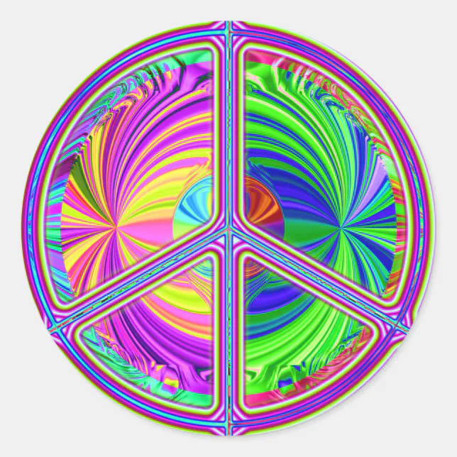 Peace Sign (trippy-hippie) sticker | Zazzle