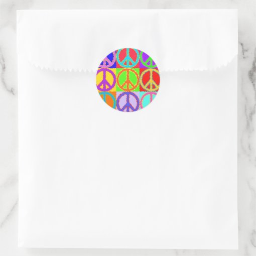 Peace Sign wavy design Classic Round Sticker | Zazzle