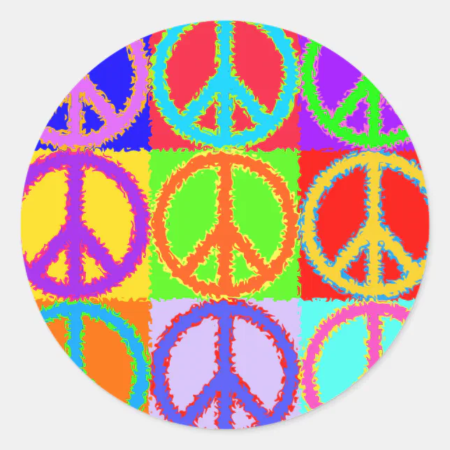 Peace Sign wavy design Classic Round Sticker | Zazzle