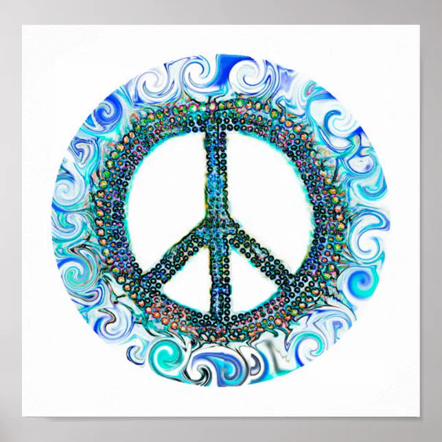 Peace Sign With Blue Waves | Zazzle