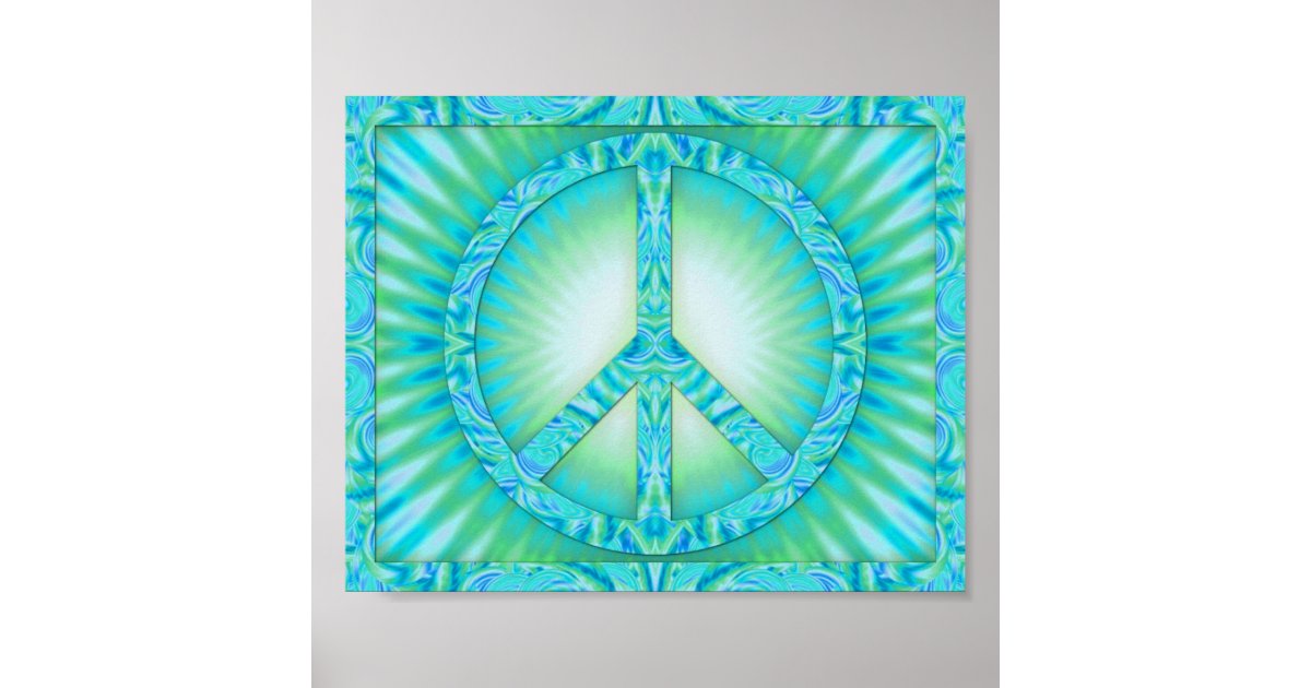 Peace Symbol Blue-Greens Poster | Zazzle