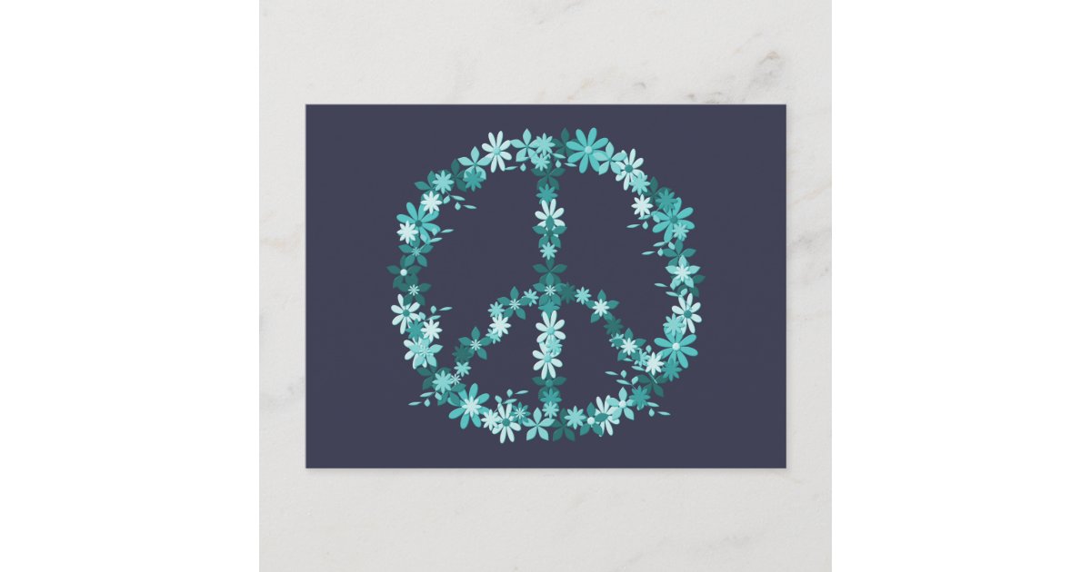 Peace symbol flower power postcard | Zazzle