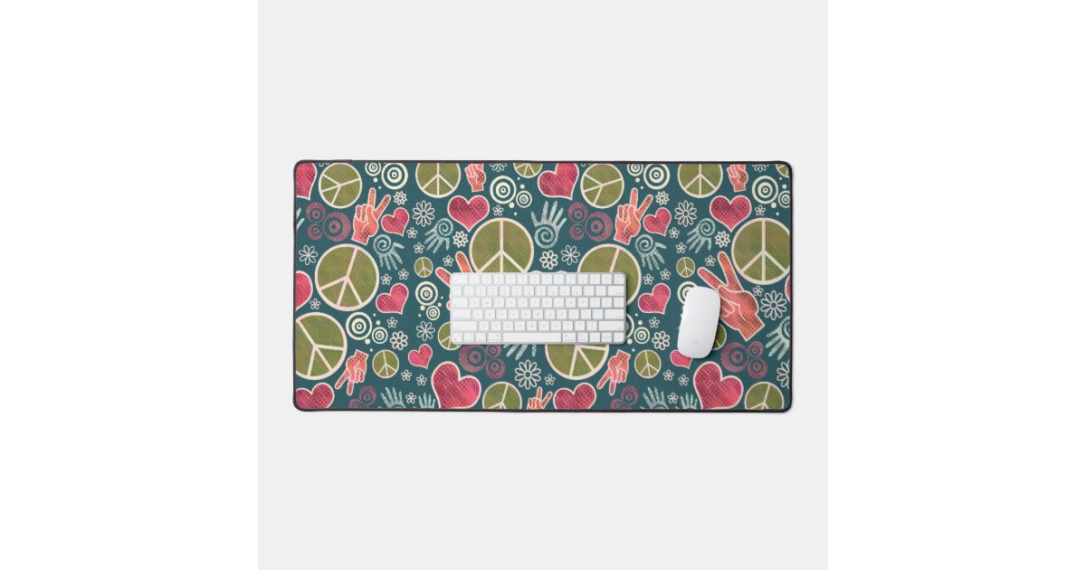 Peace Symbol Hipster Pacifism Sign Design Desk Mat | Zazzle